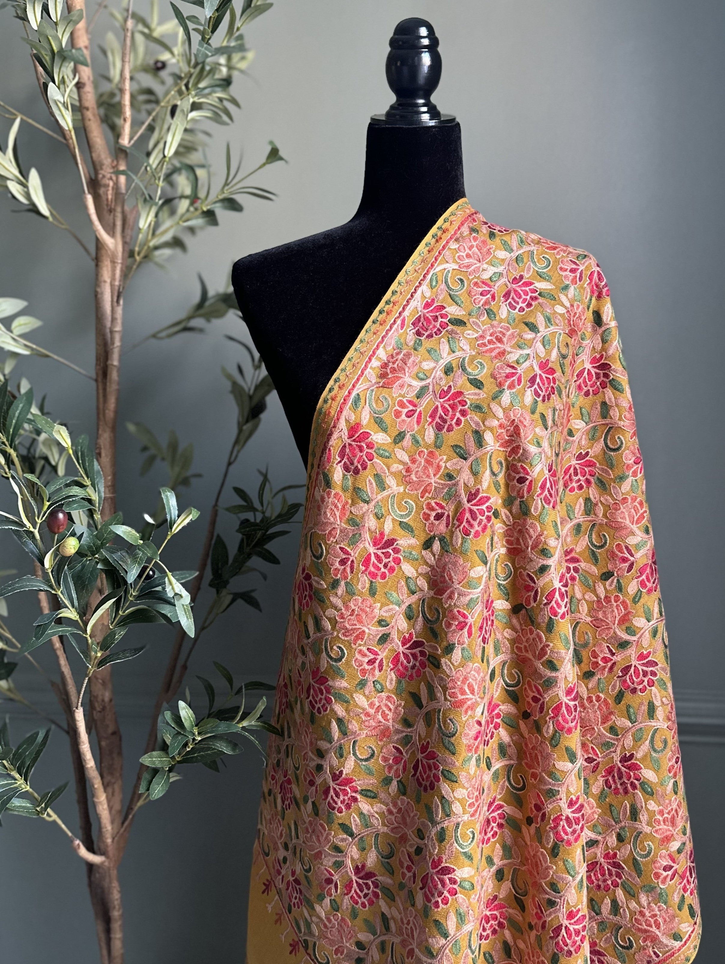 Kashmiri Embroidered Shawl Wrap – Elegant & Timeless – The Loom Works